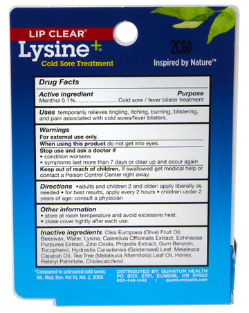 Lip Clear® Lysine Ointment - Cold Sore Treatment - Quantum Health
